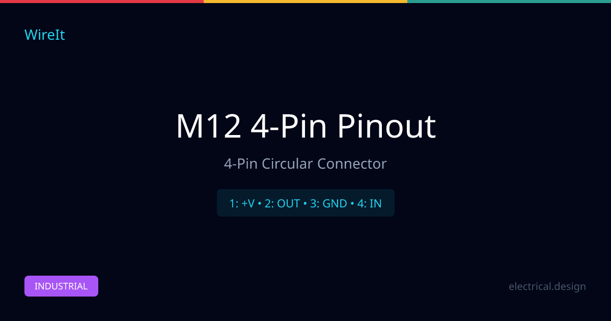 M12 4-Pin Pinout Diagram | Sensor and Industrial Connector Wiring | WireIt